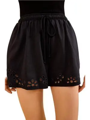 Ulla Johnson Ulla Johnson Eyelet Detail Drawstring Shorts Black
