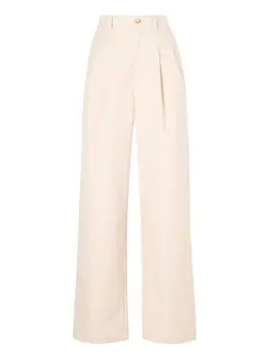 Wardrobe.NYC Pleated Wide-leg Trousers - Beige