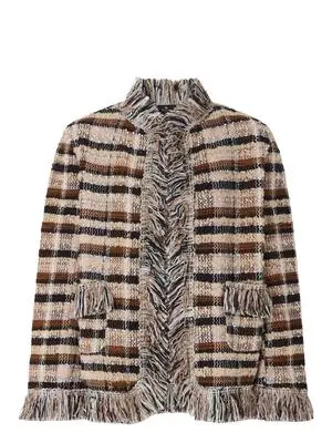 Etro Fringed Checked Tweed Jacket - Multicolor