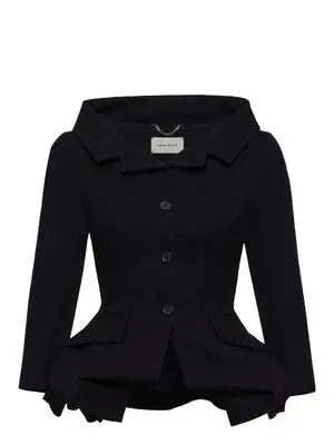 Magda Butrym Cotton Blazer With Rose Peplum Detail - Black