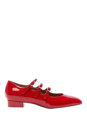 CAREL Glossy Leather Mary Jane Flats - Red