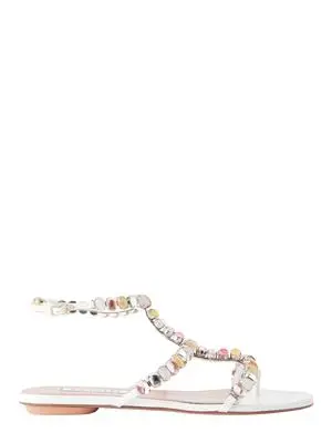 AQUAZZURA Mystic Stone Embellished Leather Gladiator Sandals - No