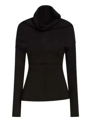Rick Owens Solid Color Turtleneck Knit Sweater - Black