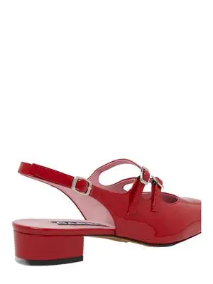 CAREL CAREL PARIS Silver Buckled Low Wedge Ballet Flats Red