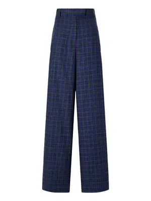 Dries Van Noten Graphic Checked Wide-leg Cotton Pants - No