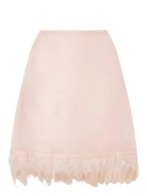 STAUD Staud Frayed Silk Midi Skirt