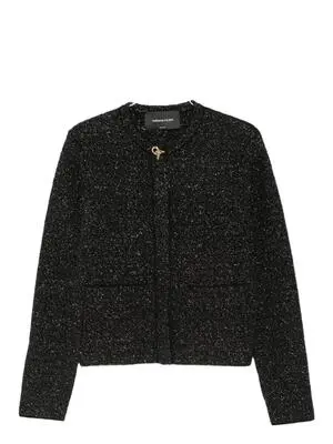 Fabiana Filippi Knitted Metallic Thread Cropped Jacket - Black