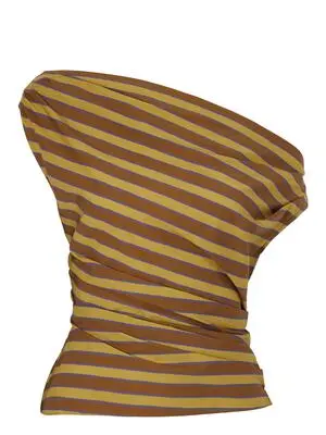 Staud Staud Phare Striped Cotton-Blend Poplin Blouse No