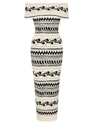Alberta Ferretti Strapless All-over Pattern Maxi Dress - White