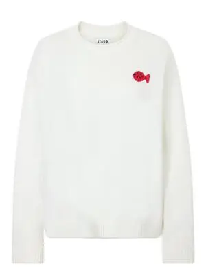Staud Staud Giada Embroidered Sweater Cream