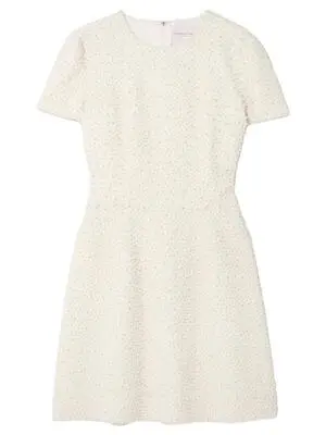 Carolina Herrera Embellished Wool-blend Crepe Mini Dress - White