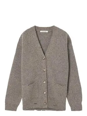 SLVRLAKE Slvrlake Distressed Ribbed Merino Wool Cardigan