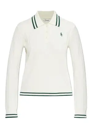 SPORTY  RICH Sporty & Rich Long Sleeve Polo Shirt - Cream