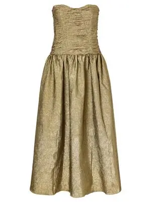 Ulla Johnson Lumina Strapless Gathered Crinkled Taffeta Midi Dress - No