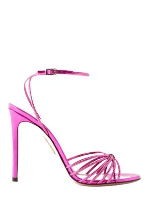 AQUAZZURA Mirrored Metallic Leather Stiletto Sandals - Pink