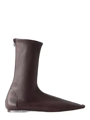 Khaite Solid Leather Ankle Boots - Black