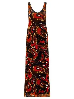 Dries Van Noten Printed Cotton-blend Velvet Maxi Dress - Brown