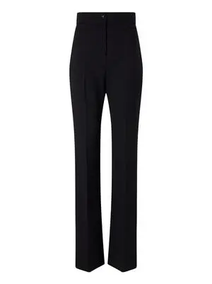Valentino Garavani Wool Crepe Straight Leg Pants - Black