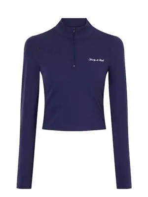SPORTY  RICH Sporty & Rich Cropped Stretch Jersey Half-zip Jacket - No