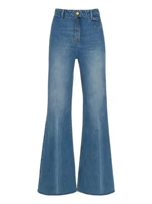 Ulla Johnson Ulla Johnson High-Waisted Wide-Leg Flare Jeans Blue