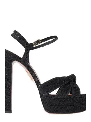 AQUAZZURA Nina Metallic Woven Platform Sandals - Black