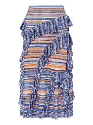 Ulla Johnson Ruffled Knit Midi Skirt - Purple