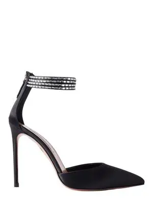 AQUAZZURA Crystal-embellished Satin Pumps - Black