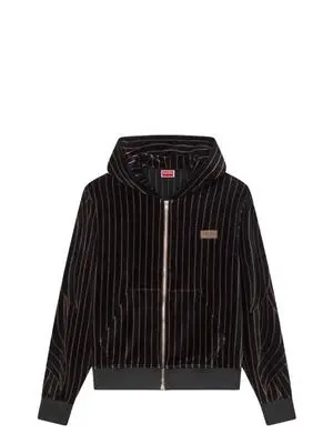 KENZO Kenzo Velvet Striped Zip-Up Hoodie