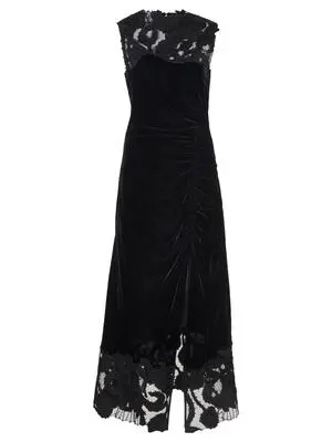 Ulla Johnson Rosaria Embroidered Ruched Midi Dress - Black