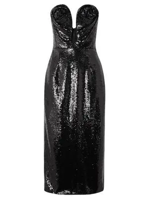Carolina Herrera Strapless Sequined Midi Dress - Black