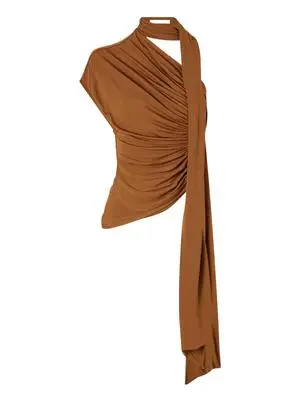 Christopher Esber Vienna Draped Jersey Blouse - Brown