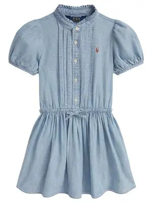 Polo Ralph Lauren Denim Button-up Dress With Ruffled Collar - Blue