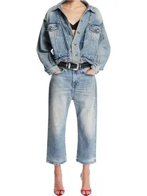 R13 R13 Button-Front Denim Jacket With Classic Collar And Drop Shoulder