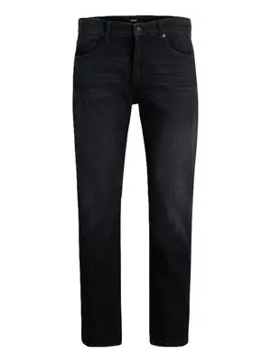 Hugo Boss Washed Straight Leg Jeans - Black