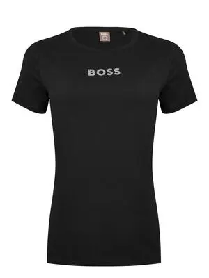 Hugo Boss Premium Cotton T-shirt With Logo Accent - Black