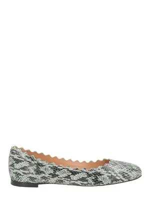 CHLOÉ Chloe Snake-Print Leather Ballet Flats