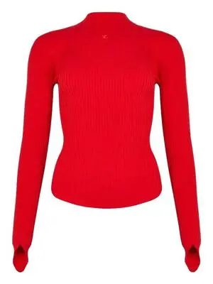 COURREGES Courreges Long-Sleeved Ribbed Sweater Red