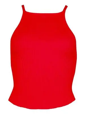COURREGES Courreges Ribbed Cropped Knit Top Red