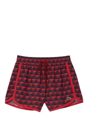 Lacoste Printed Drawstring Shorts - Red