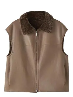 JOSEPH Reversible Shearling And Leather Vest - Brown