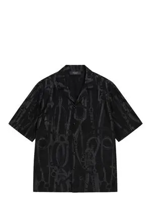 Gucci Equestrian Print Bowling Shirt - Black