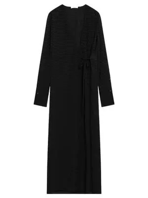 Fendi Long-sleeved Wrap Maxi Dress - Black