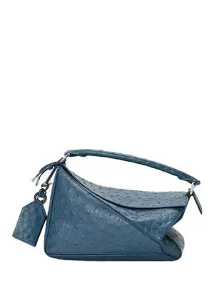 Loewe Loewe Ostrich Leather Puzzle Bag Blue