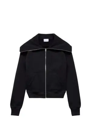 7 For All Mankind High-neck Zip-up Hoodie - Black