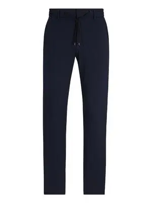 Hugo Boss Straight Leg Trousers With Drawstring Waist - Blue
