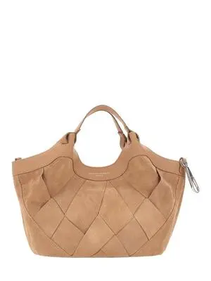 GIANNI CHIARINI Suede Woven Tote Bag - Clay