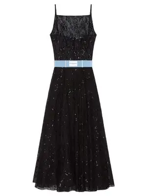 Givenchy Sliced Evening Dress In Lace And Sequins - Black