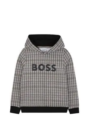 Hugo Boss Houndstooth Logo Hoodie - Black