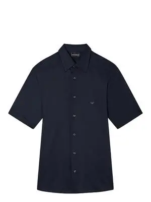 Emporio Armani Slimfit Shortsleeve Shirt - Blue