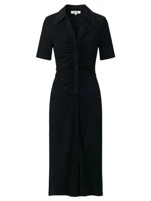 Diane Von Furstenberg Zoey Ruched Button-front Midi Dress - Black